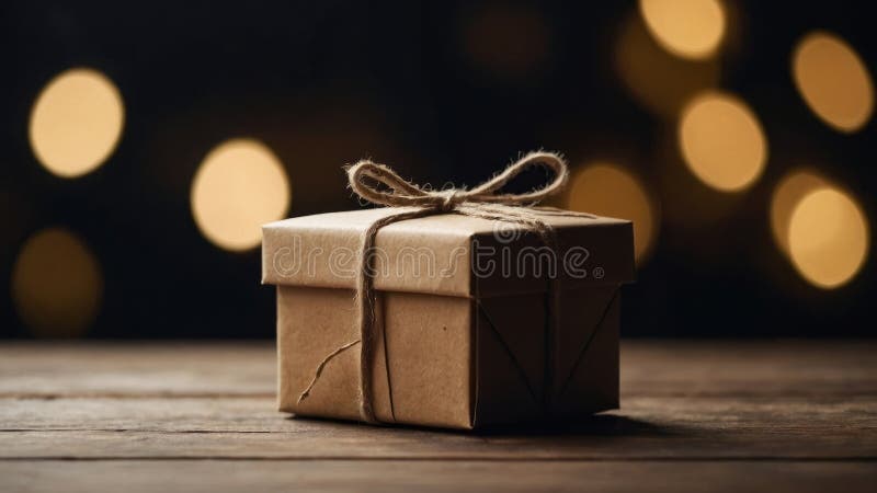 Craft Gift Box with Small Handmade Paper Mock Up for Note. Stock Image ...