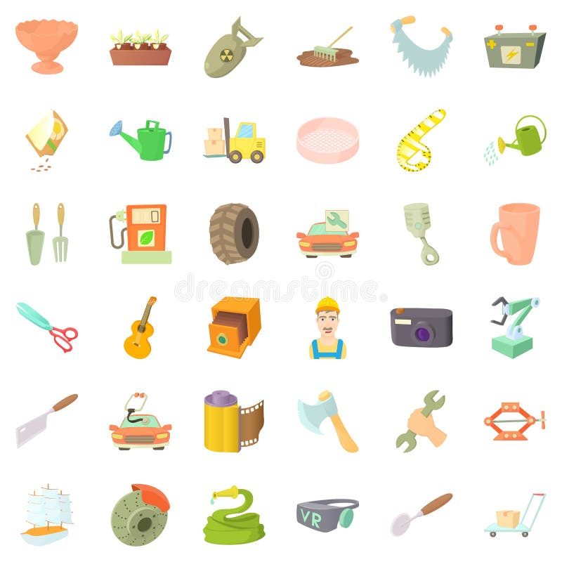 Craft Icons Set, Cartoon Style Stock Vector - Illustration of symbol ...