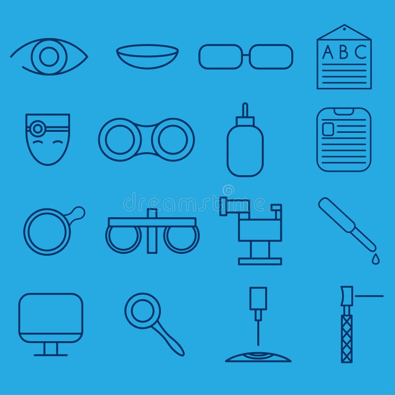 Icons Set of Ophthalmology and Optometry in Flat Desi Stock Vector ...
