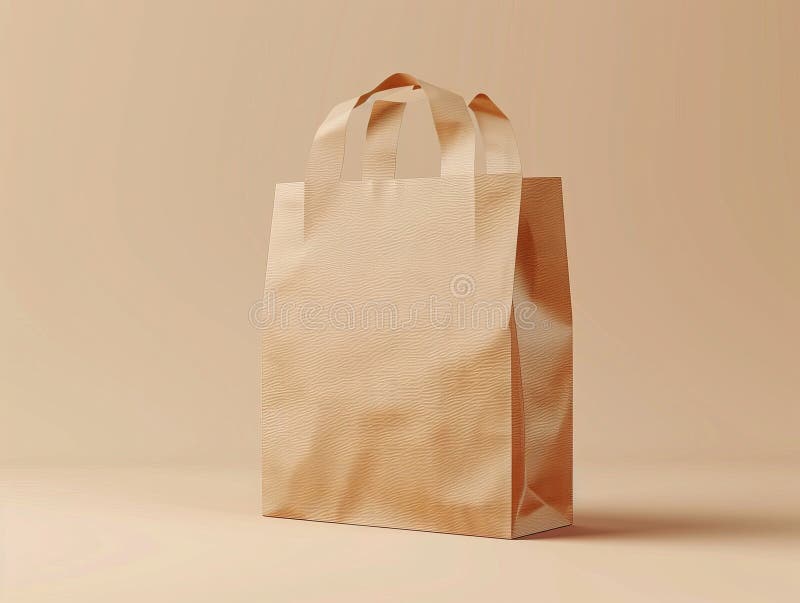 Craft Paper Bag. 3D Brown Food Package Mockup Stock Photo - Image of ...
