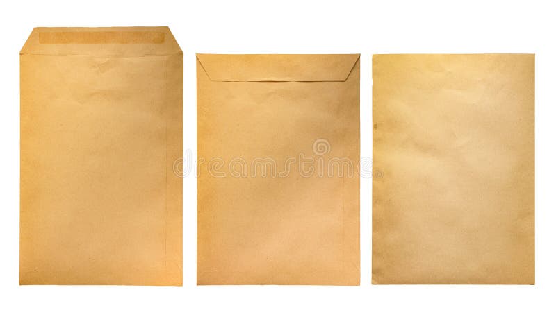 Craft Paper Envelope Set Isolated Stock Image - Image of isolated ...