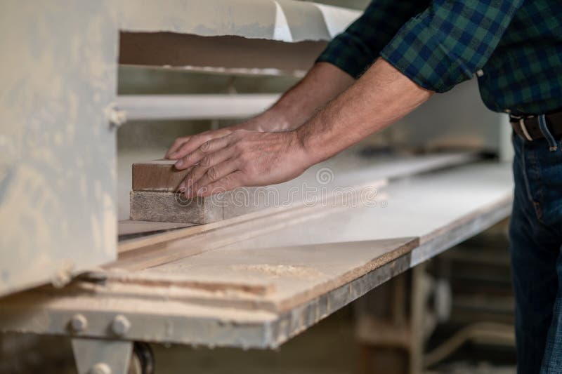 Craft Person Working with Wood in a Workshop Stock Image - Image of ...