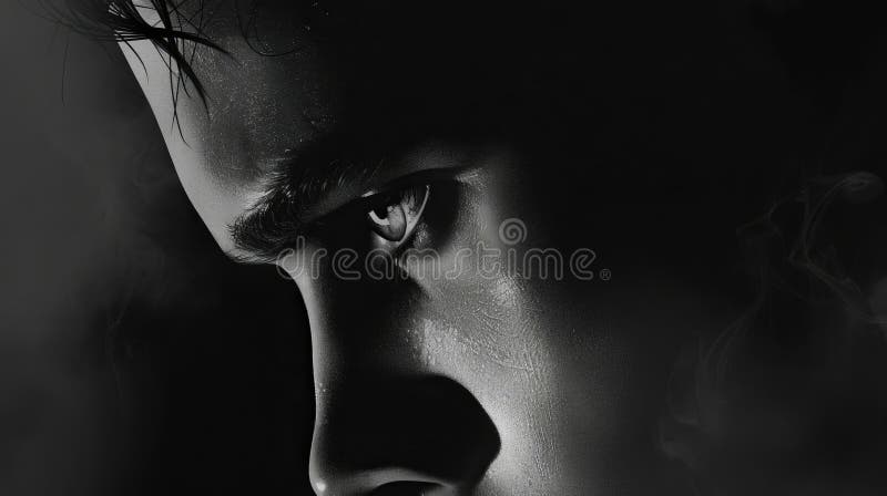 Craft a Side View of a Brooding Protagonist with Intense Haunting Eyes ...