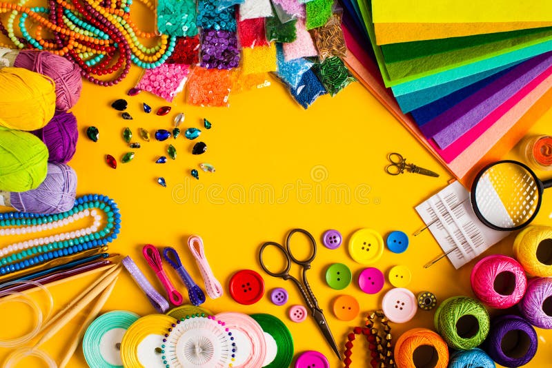 Craft Supplies for Creative Handmade, Top View Frame Stock Image ...