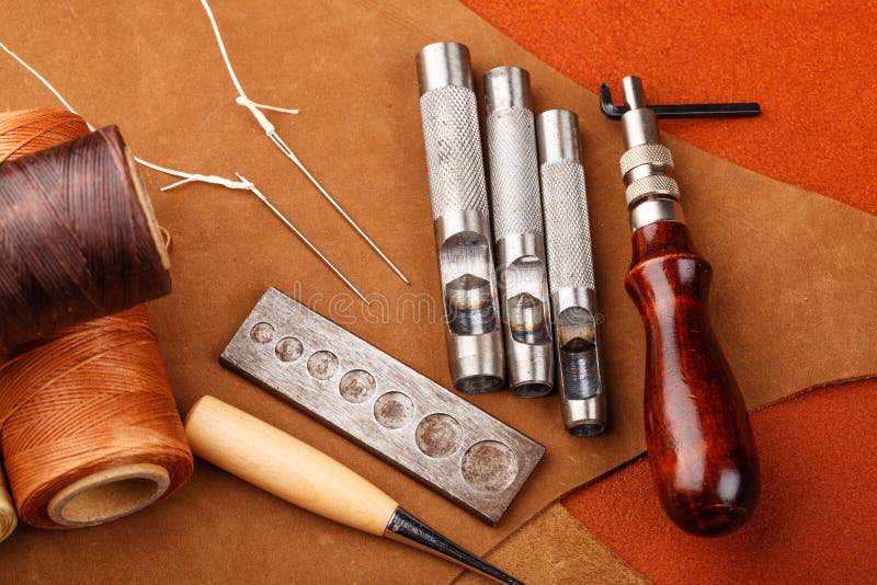 Craft Tool for Leather Accessories Stock Photo - Image of waxed, making ...