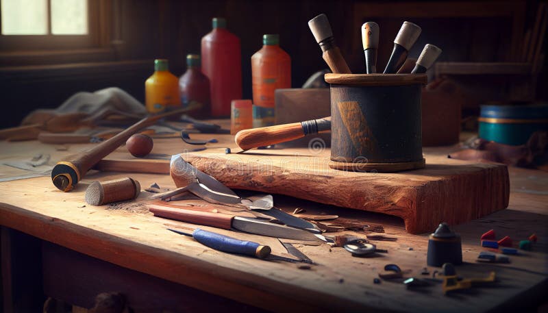 Craft Tools on the Table. Generative Ai Stock Illustration ...