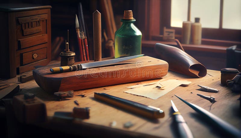 Craft Tools on the Table. Generative Ai Stock Illustration ...