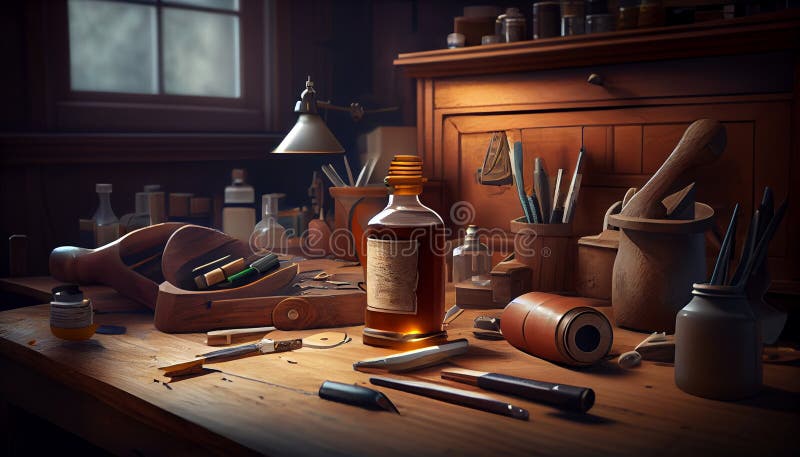 Craft Tools on the Table. Generative Ai Stock Illustration ...
