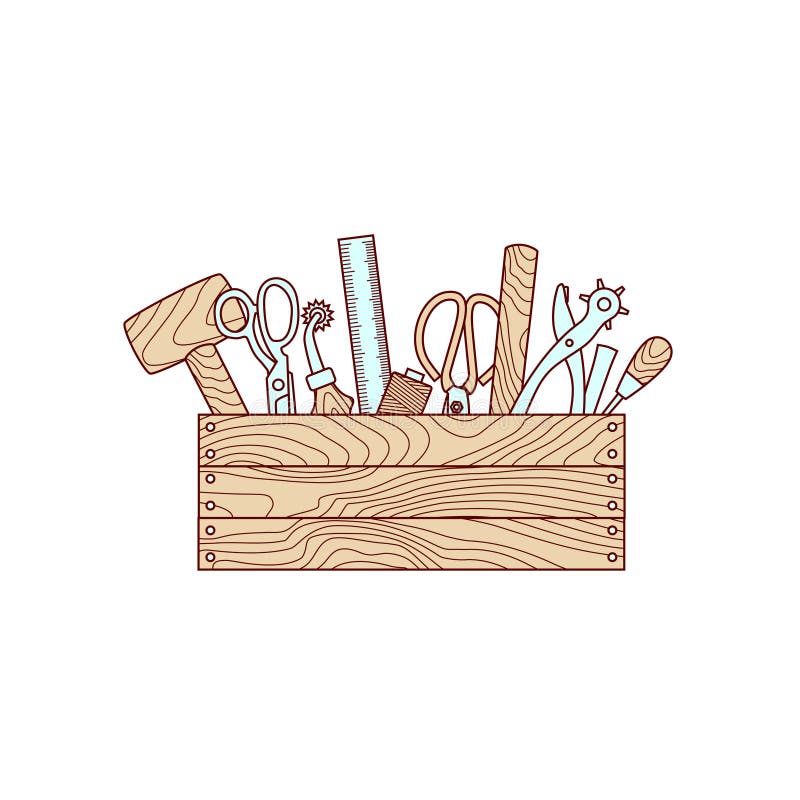 Craft Tools in Toolbox Vector Illustration Stock Vector - Illustration ...