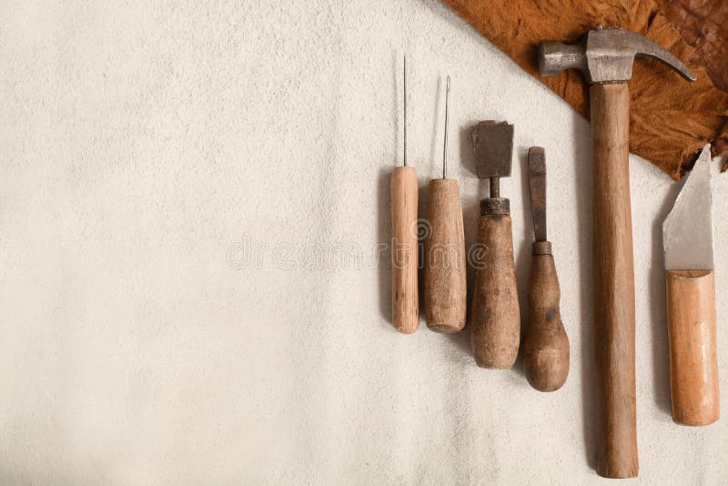 Craft Tools for Work with Leather on Light Background Stock Image ...