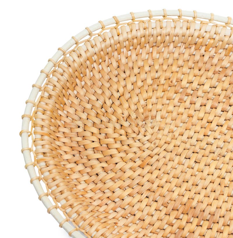Craft. Top View of Wicker Tray, Isolated on White Stock Image - Image ...
