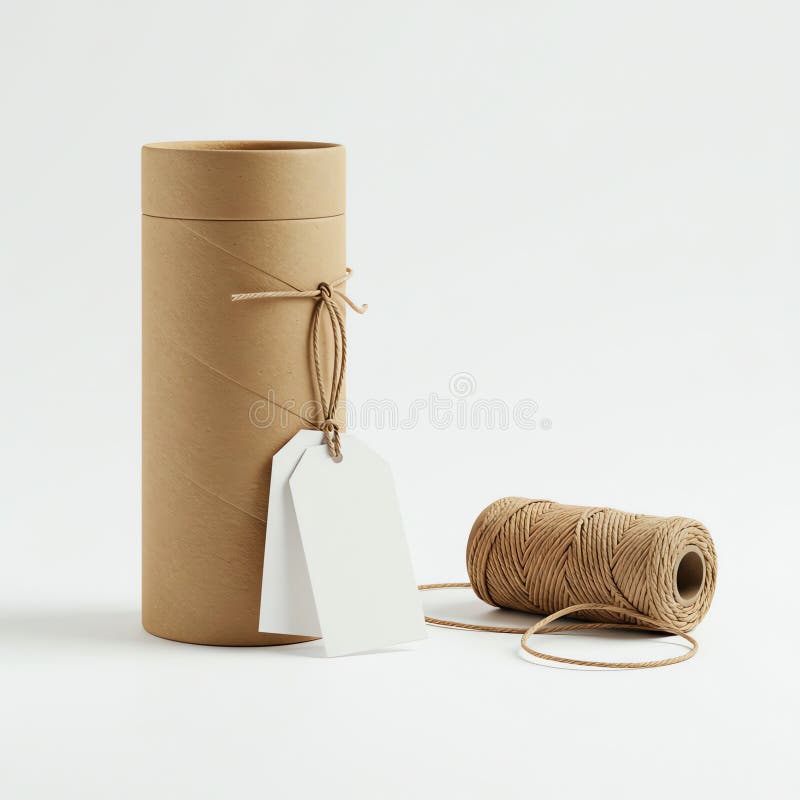 Craft Tube with Tags and String Roll Stock Illustration - Illustration ...