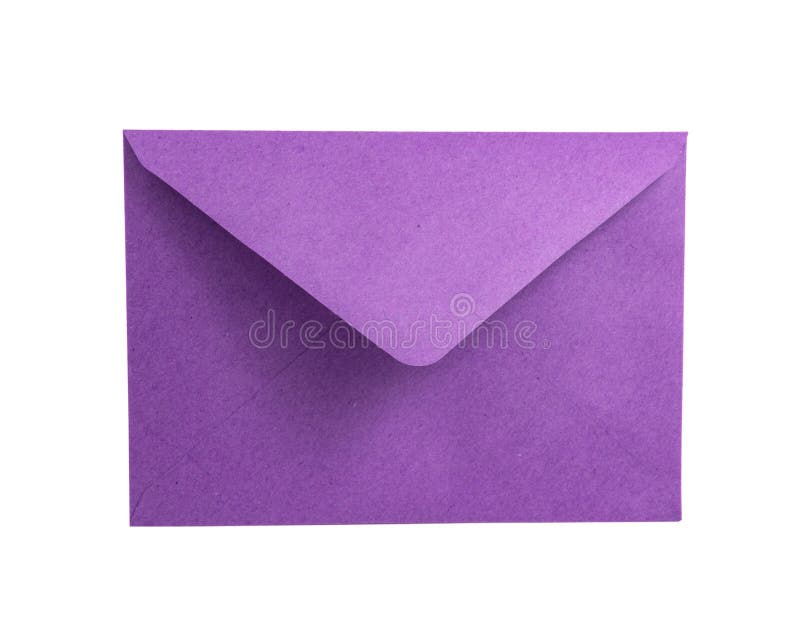 Craft Violet Paper Envelope for Mail Isolated on the White Background ...