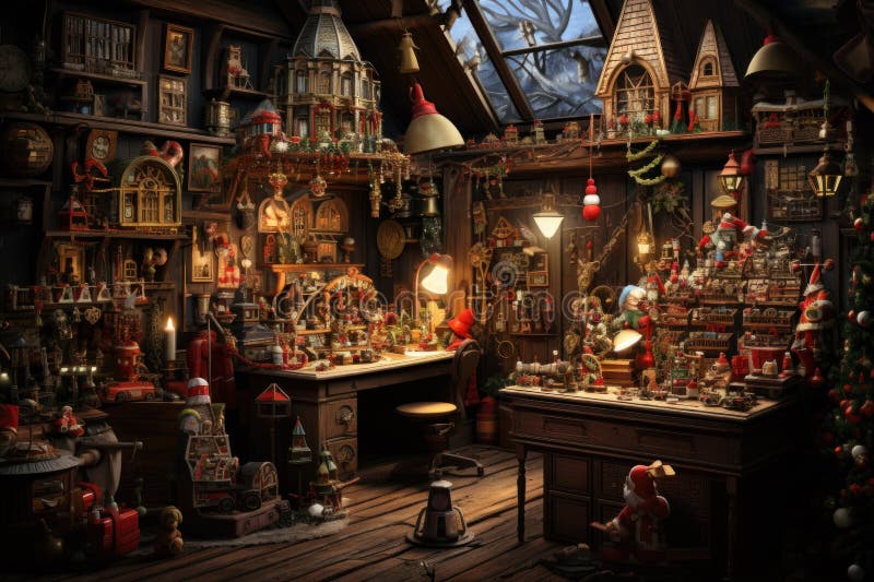 Santa S Workshop - Generative AI Stock Illustration - Illustration of ...