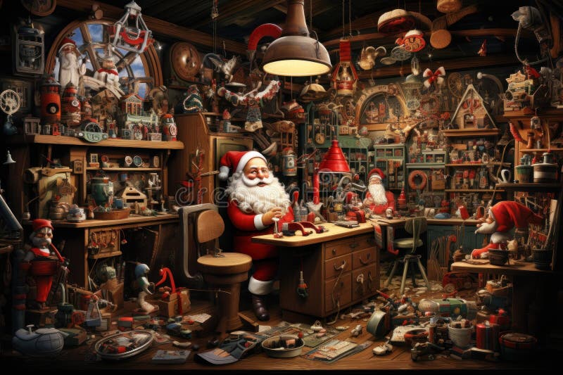 Santa S Workshop - Generative AI Stock Illustration - Illustration of ...