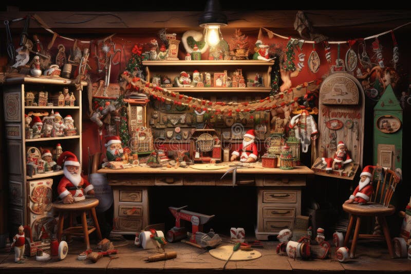 Santa S Workshop - Generative AI Stock Illustration - Illustration of ...