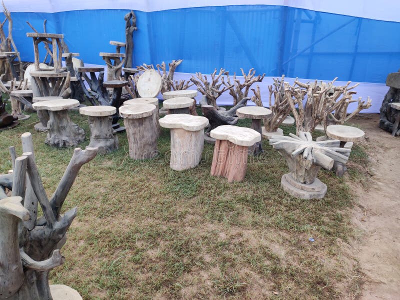 Craft Work Made Made Up of the Wood Material Arranged in Rows on the ...