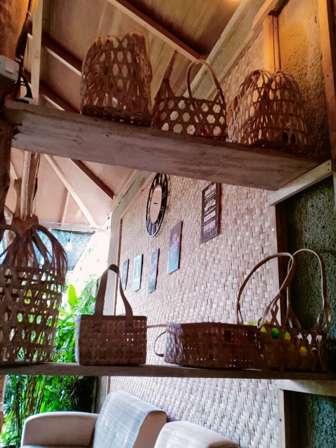 Craft Work from Woven Bamboo Stock Image - Image of woven, bags: 320294169