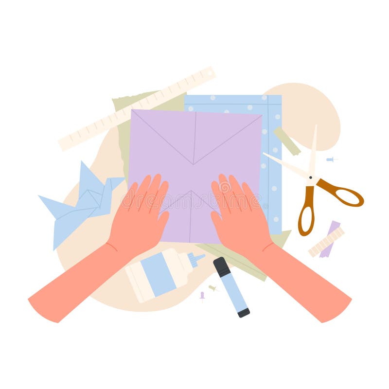 Craft workshop with paper stock vector. Illustration of sewing - 309651609