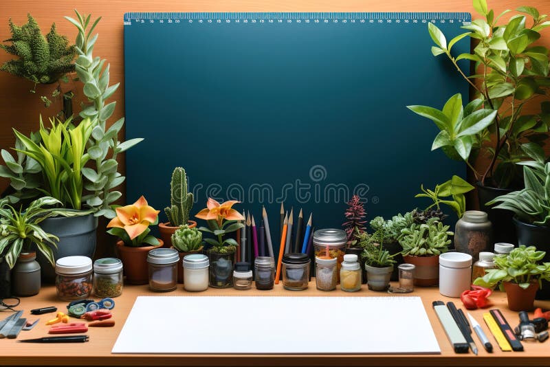 Craft Workshop with Various Tools for Painting, Cutting and Drawing ...