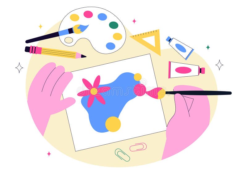 Craft Workshop Vector Illustration Featuring a DIY Class with Artist ...