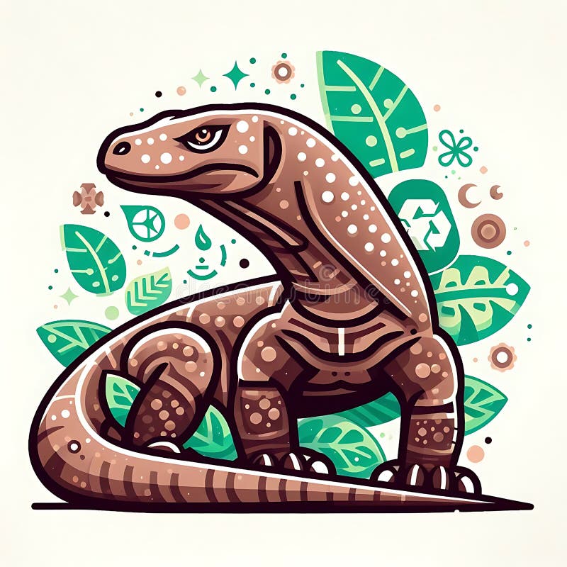 Green Ethical Emblem of a Komodo Dragon Stock Illustration ...