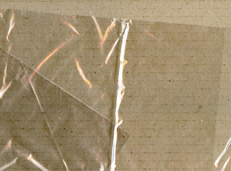 Crafted Cardboard with Plastic Wrap. Rustic Plastic Bag on Crafted Card ...