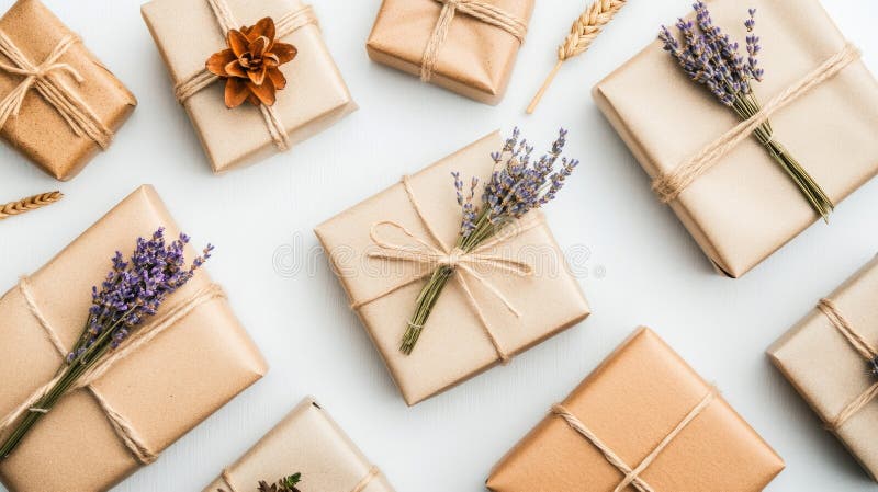 Crafted Gifts Feature Rustic Wrapping and Dried Lavender, Celebrating a ...