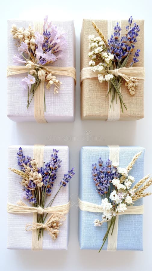 Crafted Gifts Feature Rustic Wrapping and Dried Lavender, Celebrating a ...