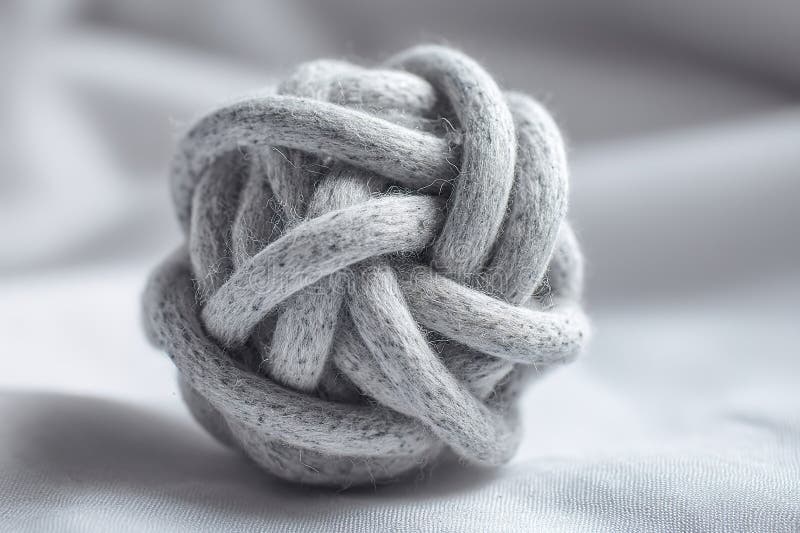 Crafted Gray Wool Knot Sitting on Fabric Background with Soft Texture ...