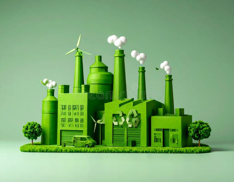 Crafted Green Factory As Symbol of Green Washing Concept Stock ...