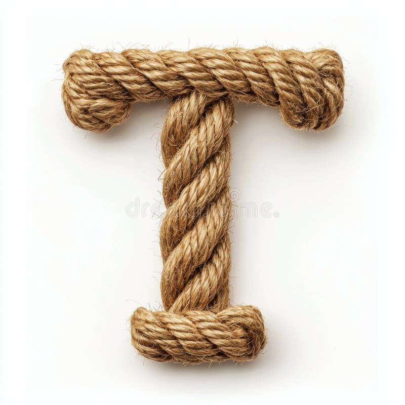Creatively Designed Rope Letter T Featured Clean White Background ...