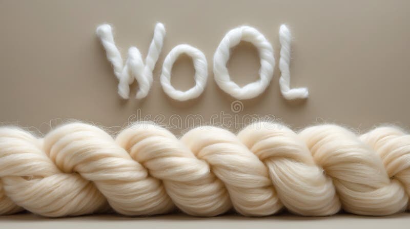 Soft White Wool Strands Arranged with Typography on a Neutral ...