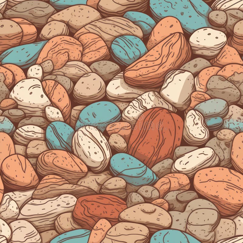Crafting with Beach Rocks on HD Tile Background . Stock Illustration ...