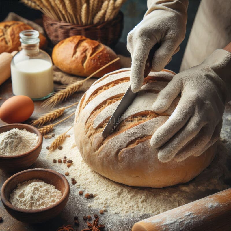 Crafting Bread Dough with Wheat Flour, Showcasing the Art of Baking ...