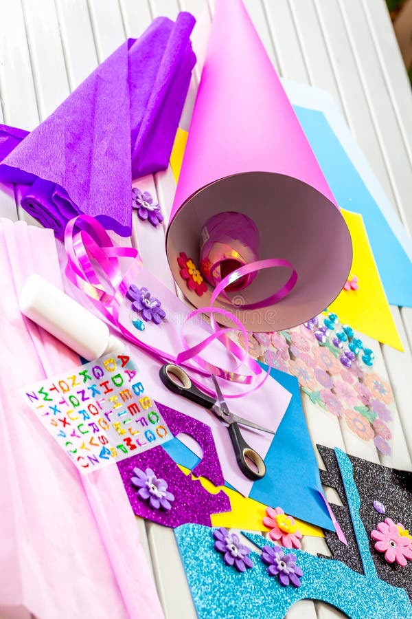 Crafting a Candy Cone from Paper for the First Day of School Stock ...