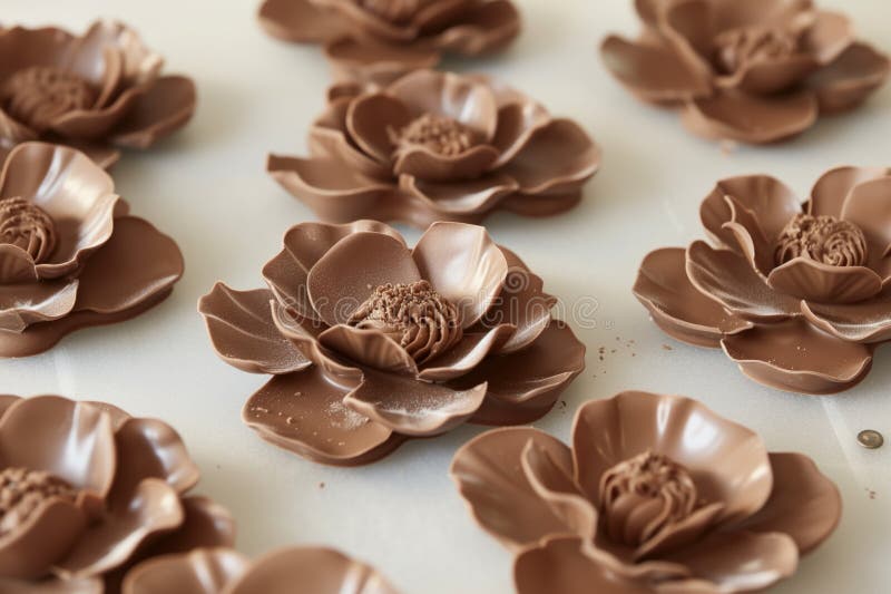 Crafting Chocolate Flowers with Delicate Petals Stock Image - Image of ...