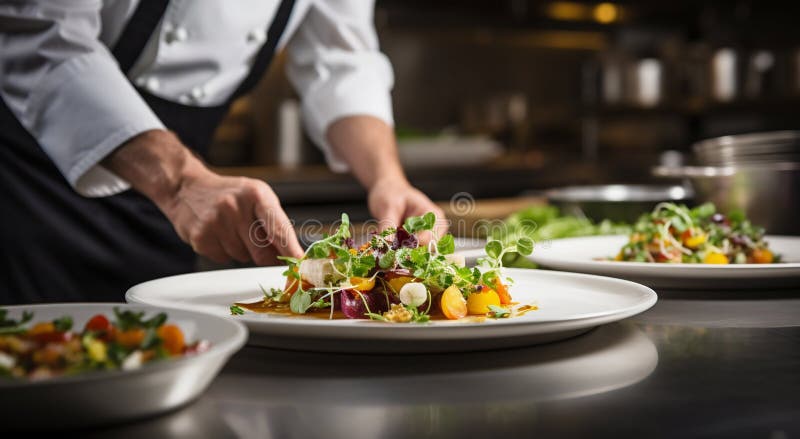 Crafting Culinary Art: Elite Restaurant Kitchen. Generative Ai Stock ...