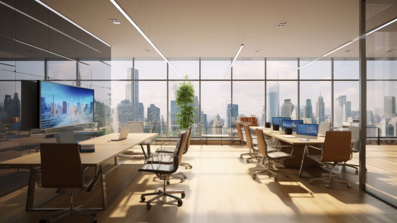 Crafting a Cutting-Edge and Stylish Modern Office Setting. Generative ...