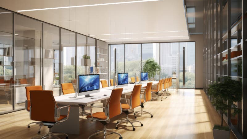 Crafting a Cutting-Edge and Stylish Modern Office Setting. Generative ...