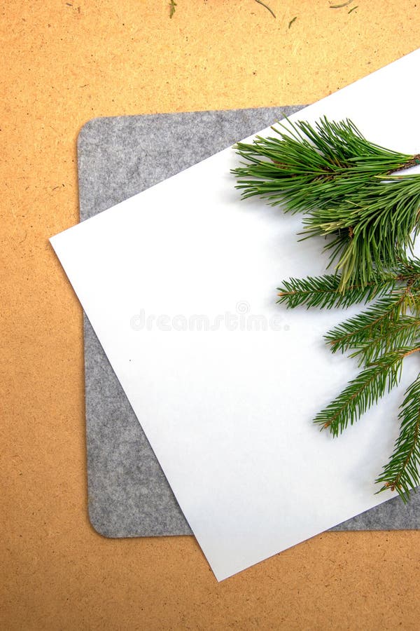Crafting with Evergreen Branches on a Blank Sheet during Winter ...