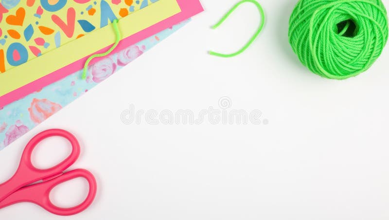 Crafting Fun Vibrant Scissors and Papers Isolated Background Colorful ...