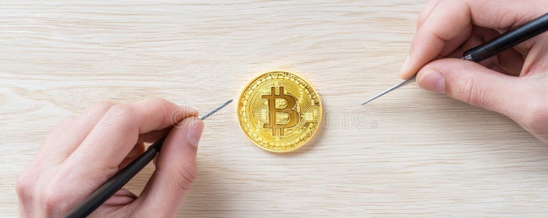 Crafting Golden Coin with Precision Tools and Focus Stock Illustration ...