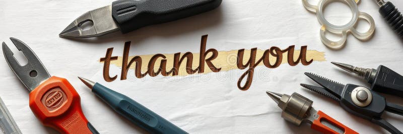 Crafting a Grateful Message with Tools Arranged Around a Handwritten ...