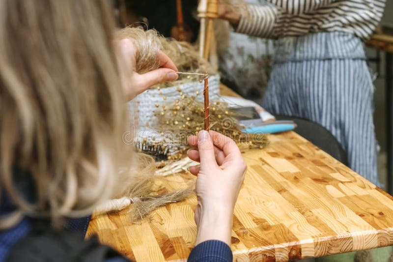 Crafting Handmade Decorations in an Artisan Workshop Stock Image ...