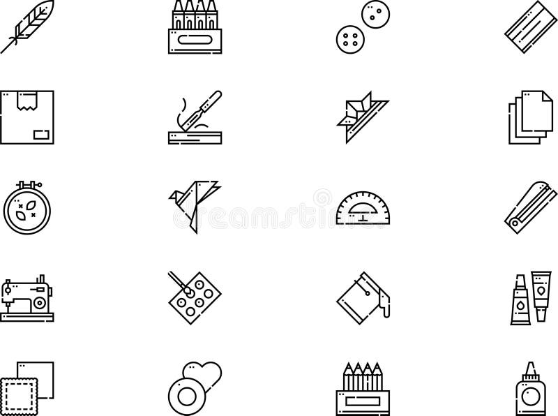 Crafting Icons Collection is a Vector Illustration with Editable Stroke ...