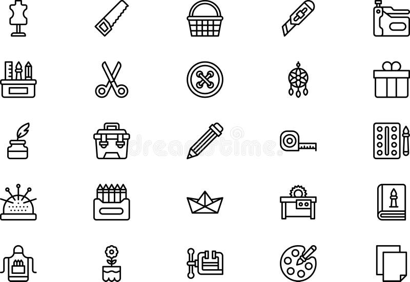 Crafting Icons Collection is a Vector Illustration with Editable Stroke ...