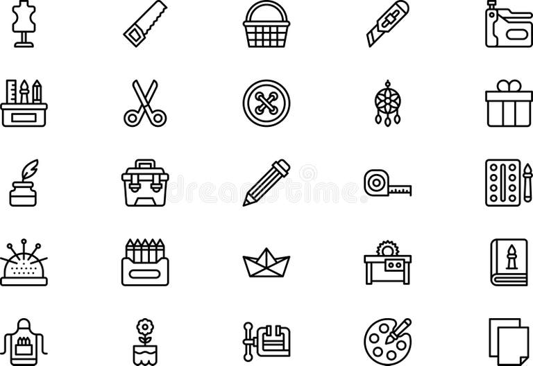 Crafting Icons Collection is a Vector Illustration with Editable Stroke ...
