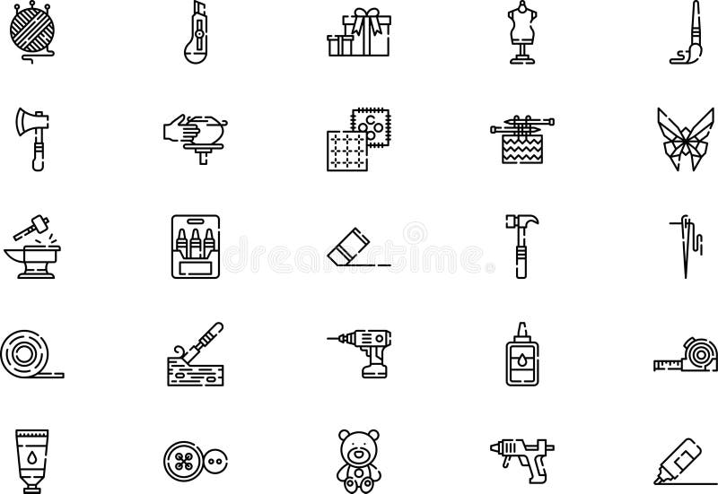 Crafting Icons Collection is a Vector Illustration with Editable Stroke ...