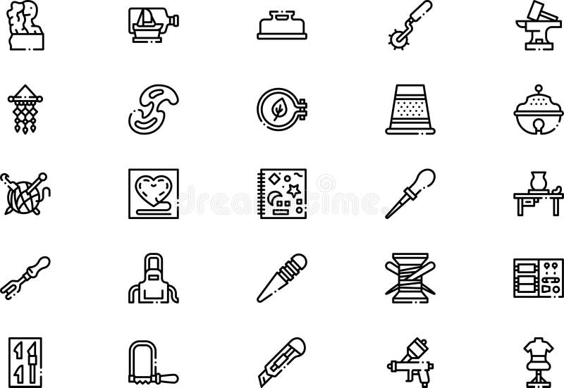Crafting Icons Collection is a Vector Illustration with Editable Stroke ...